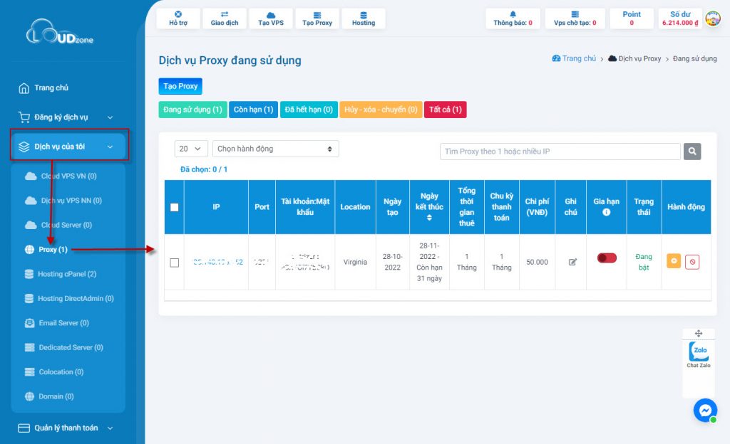 Hướng dẫn mua proxy VN/US/Canada/UK - CloudZone Support
